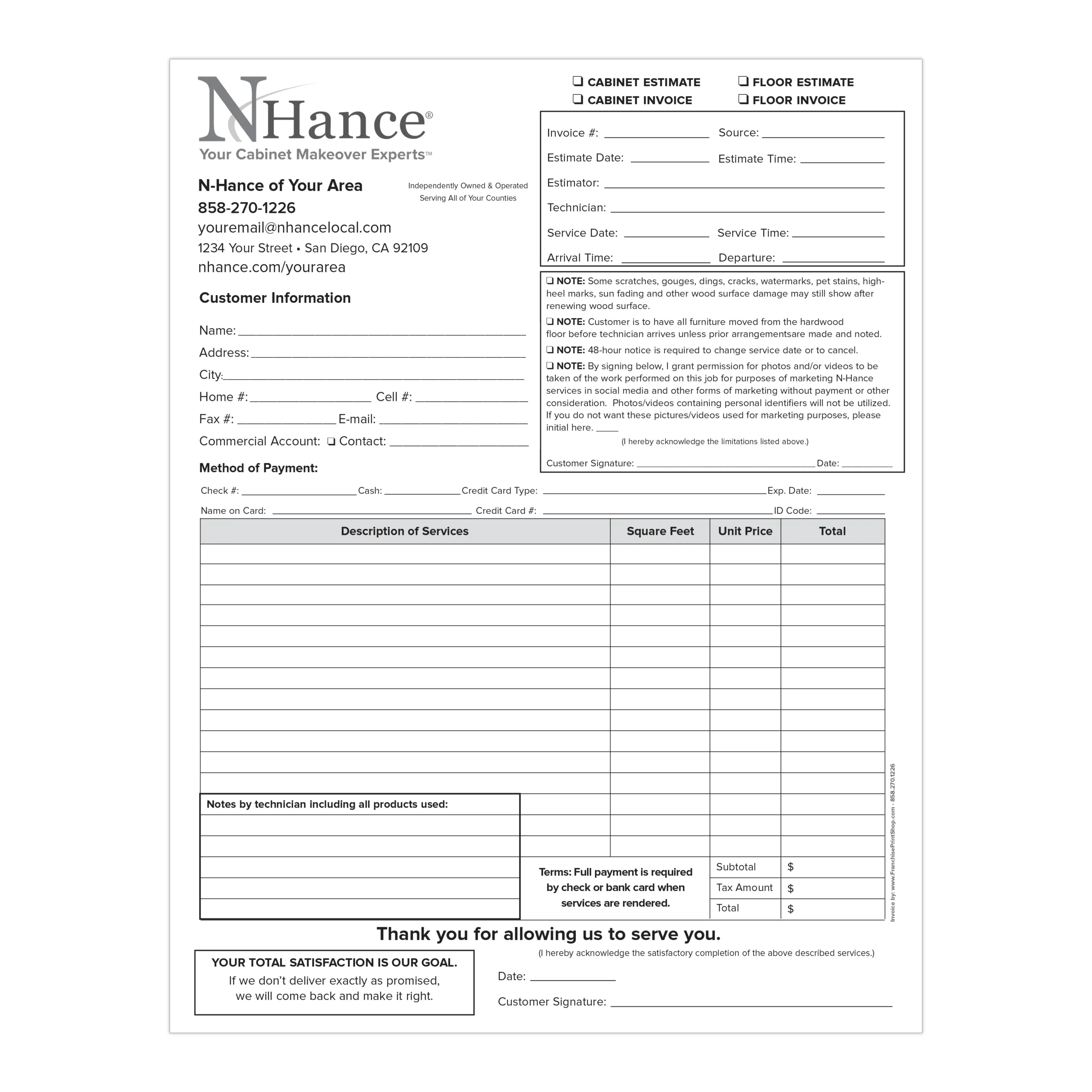 N-Hance | Estimates and Invoices | Franchise Print Shop