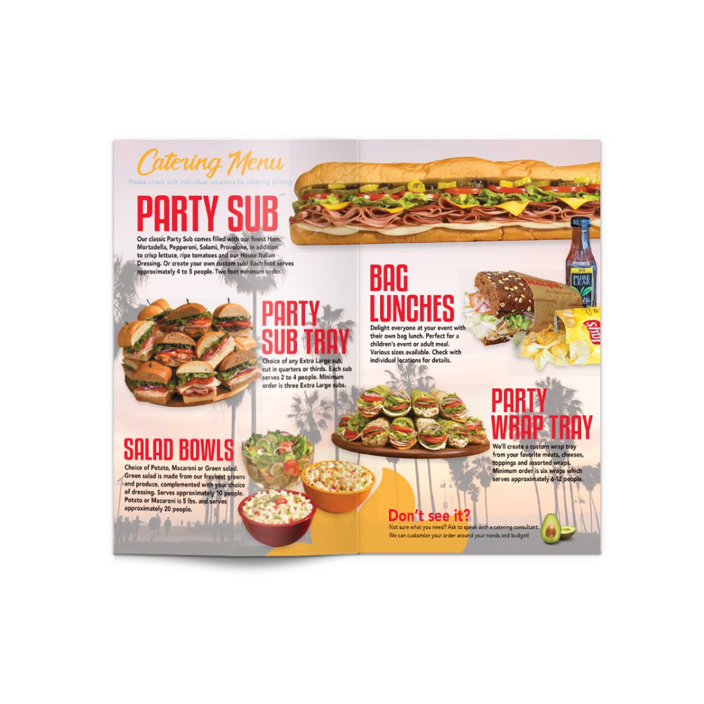 Submarina | Paper Menus | Franchise Print Shop