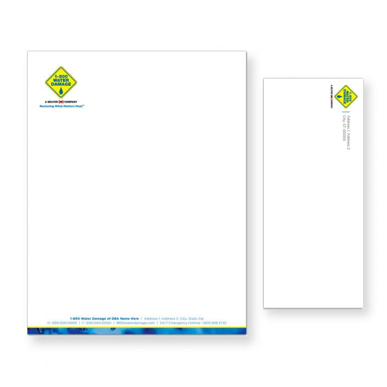 1-800 Water Damage | Letterheads and Envelopes | Franchise Print Shop